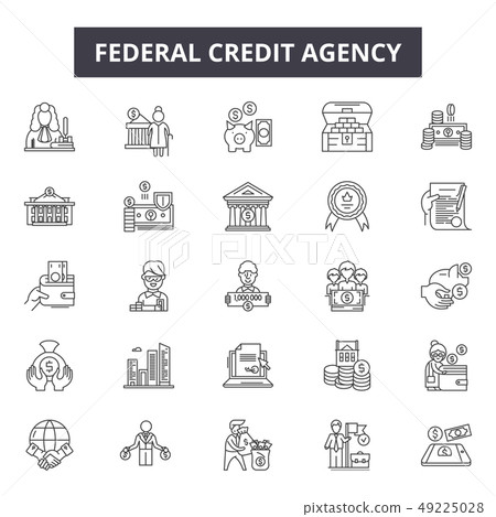 Federal credit agency line icons for web and... - Stock Illustration ...