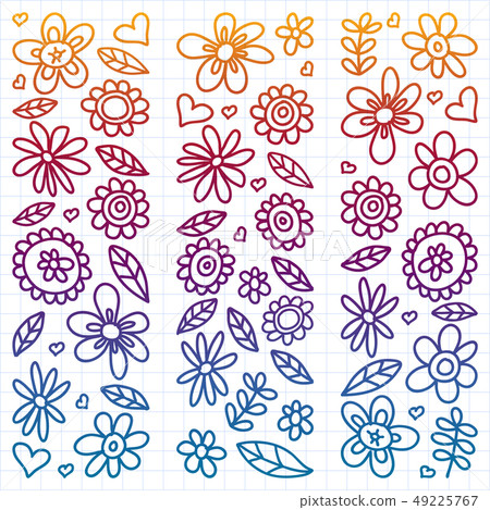 Vector set of child drawing flowers icons in - Stock Illustration ...
