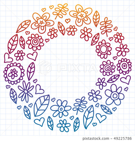 Vector set of child drawing flowers icons in - Stock Illustration ...