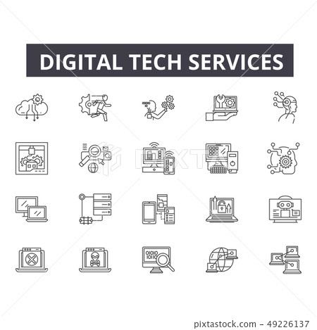 Digital tech services line icons for web and... - Stock Illustration ...