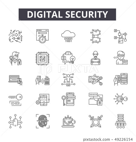 Digital security line icons for web and mobile... - Stock Illustration ...