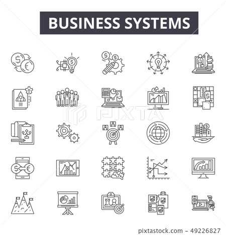 Business systems line icons for web and mobile... - Stock Illustration ...