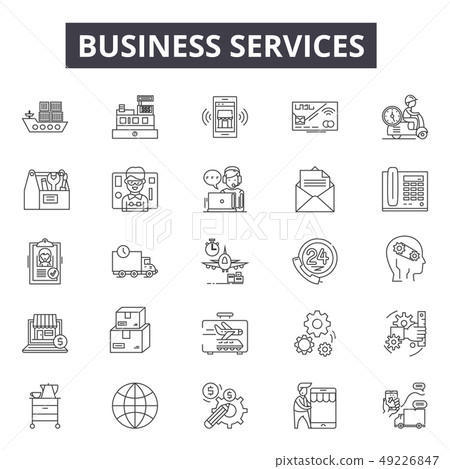 Business services line icons for web and mobile... - Stock Illustration ...
