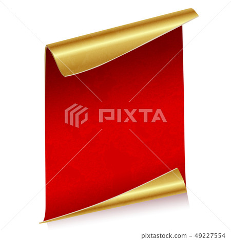 Sheet of red parchment paper with golden edges - Stock Illustration ...