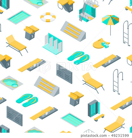 Swimming Pool Elements 3d Seamless Pattern... - Stock Illustration ...
