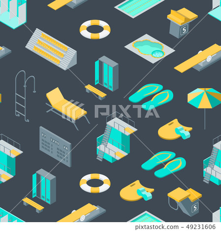Swimming Pool Elements 3d Seamless Pattern... - Stock Illustration ...