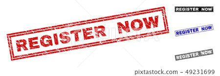 Grunge REGISTER NOW Scratched Rectangle Stamp... - Stock Illustration ...