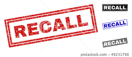 Grunge RECALL Scratched Rectangle Stamp Seals - Stock Illustration ...
