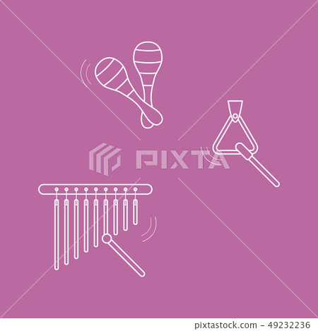 Maracas, mark tree, triangle Musical instruments. - Stock Illustration ...