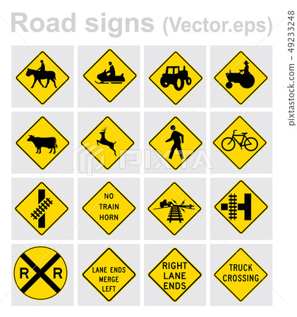 Traffic sign road concept design set. Illustration - Stock Illustration ...