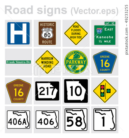 Traffic sign road concept design set. Illustration - Stock Illustration ...