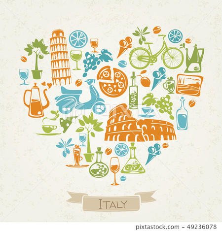 Vector I love Italy design with symbols of... - Stock Illustration ...