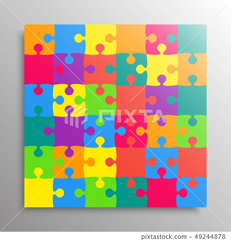 Square puzzle 36 colored pieces details or parts. - Stock Illustration ...