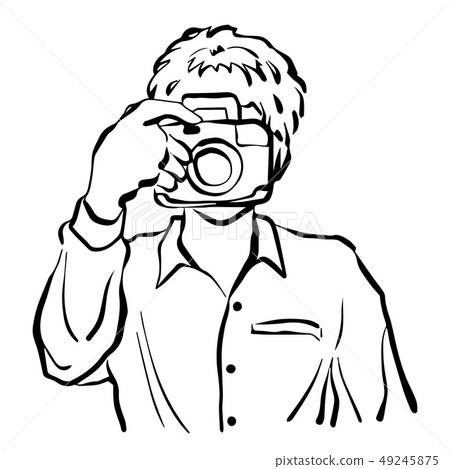 man taking photo vector illustration hand drawn - Stock Illustration ...