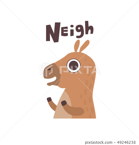 Cute Cartoon Horse Farm Animal Neighing Vector... - Stock Illustration ...