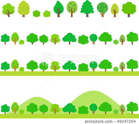 Green trees footer illustration set - Stock Illustration [49247264] - PIXTA