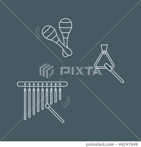 Maracas, mark tree, triangle Musical instruments. - Stock Illustration ...