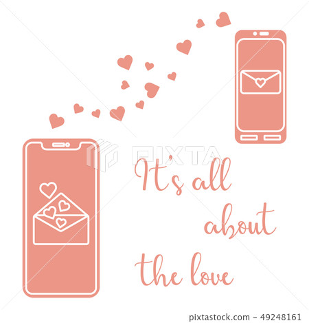 Mobile phones, heart, love correspondence, message - Stock Illustration ...