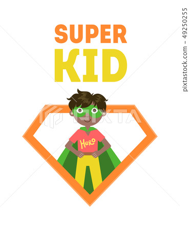 Super Kid Banner, Cute Little Boy in Superhero... - Stock Illustration ...