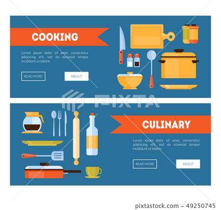 Cooking and Culinary Horizontal Banners Set... - Stock Illustration ...
