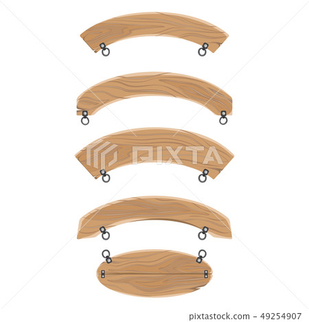 Wooden Boards Collection Hanging on Chains Poster - Stock Illustration ...