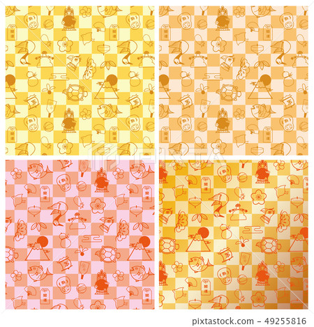 Lucky pattern pattern lattice 4 types set - Stock Illustration ...