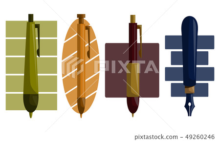 Pencil Pen Design Template Vector Set - Stock Illustration [49260246 ...