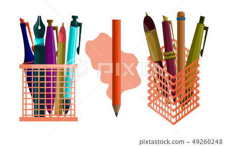 Pencil Pen Design Template Vector Set - Stock Illustration [49260248 ...