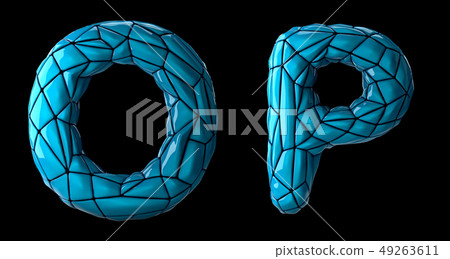 Realistic 3D letters set O, P made of low poly... - Stock Illustration ...