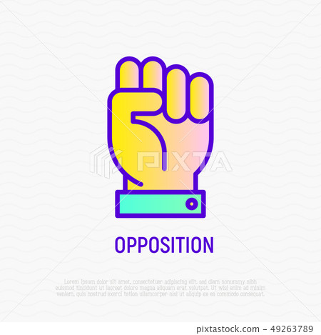 Opposition thin line icon: fist, symbol of power - Stock Illustration ...