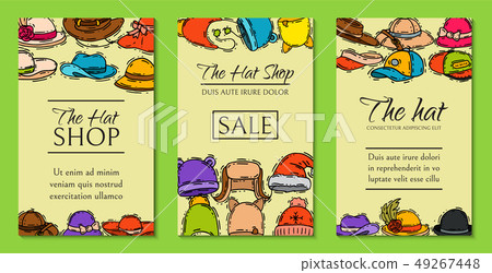 Hats shop market store sale cards vector... - Stock Illustration ...