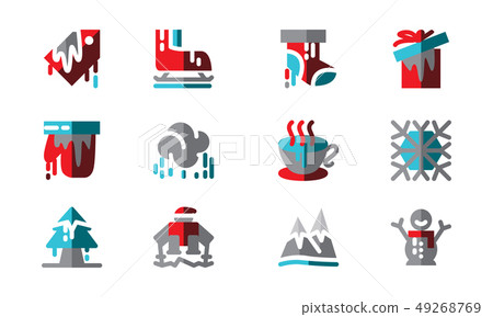 Set Icon Winter Template Vector - Stock Illustration [49268769] - PIXTA