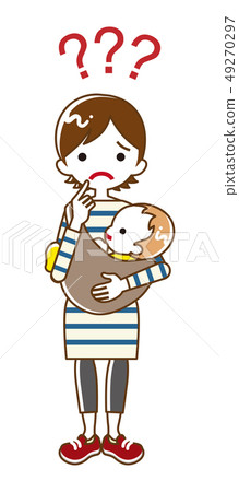 Young mother asking questions-hatena mark-full... - Stock Illustration ...