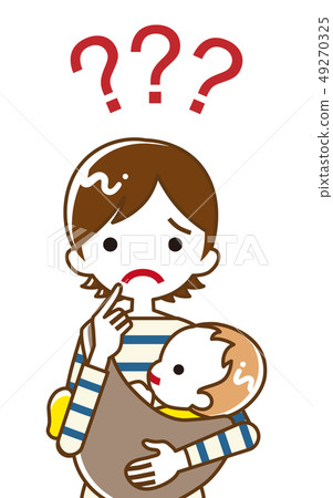 Young mother asking questions-hatena mark-upper... - Stock Illustration ...