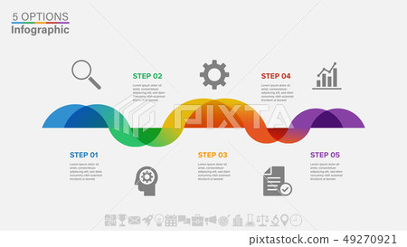 Vector Infographic wave design with icons and 5 - Stock Illustration ...