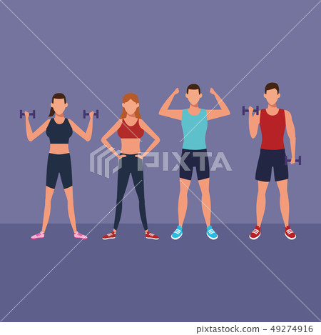 fitness people doing exercise - Stock Illustration [49274916] - PIXTA