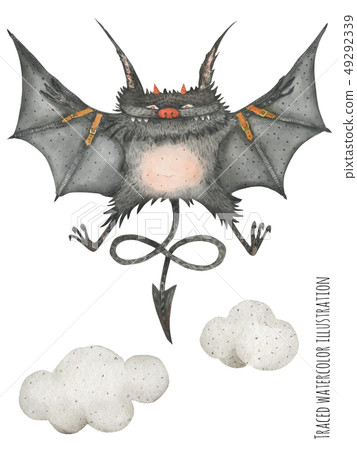 The Little Furry Devil try to fly - Stock Illustration [49292339] - PIXTA
