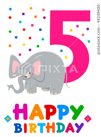 fifth birthday cartoon greeting card design - Stock Illustration ...