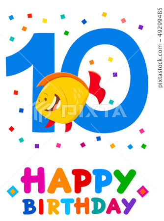 tenth birthday cartoon greeting card design - Stock Illustration ...