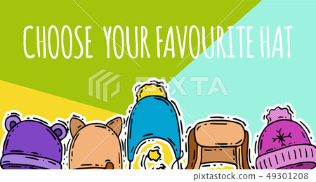 Hats shop market store banner vector... - Stock Illustration [49301208 ...