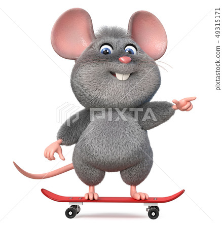 3d illustration funny mouse skateboarding - Stock Illustration ...