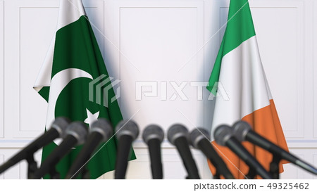 Flags of Pakistan and Ireland at international... - Stock Illustration ...