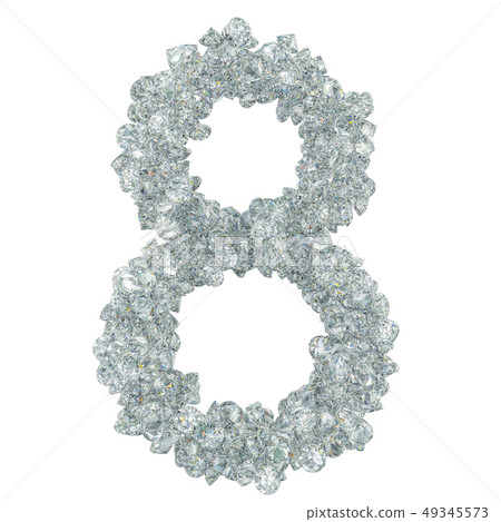 Diamond font, number 8 from diamonds. 3D rendering - Stock Illustration ...