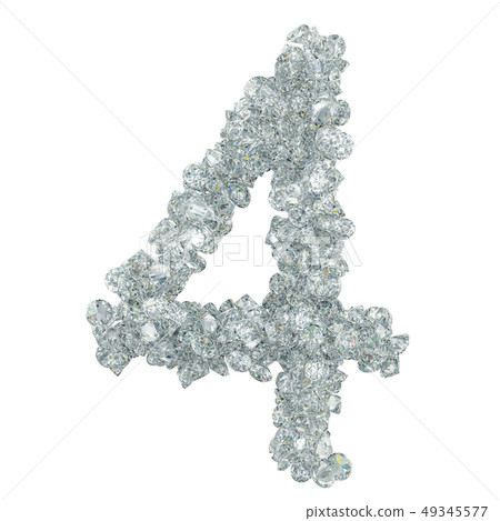 Diamond font, number 4 from diamonds. 3D rendering - Stock Illustration ...
