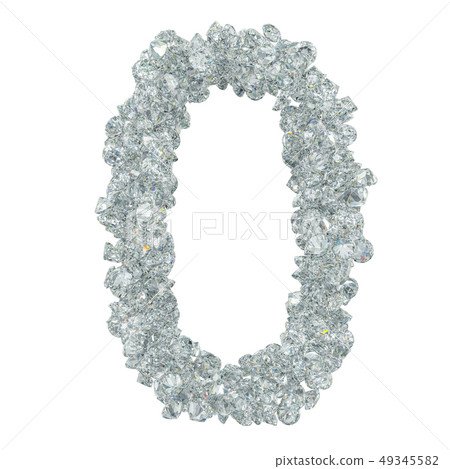 Diamond font, number 0 from diamonds. 3D rendering - Stock Illustration ...