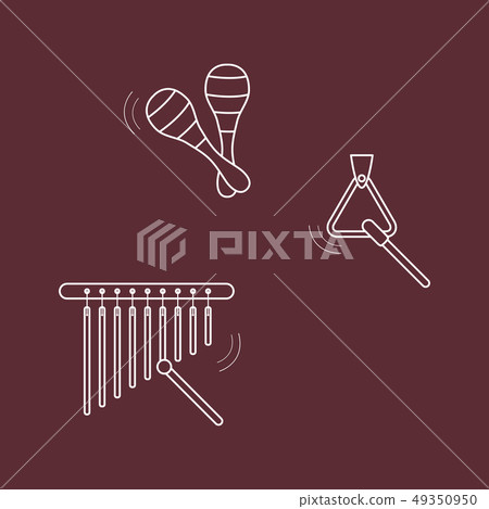 Maracas, mark tree, triangle Musical instruments. - Stock Illustration ...