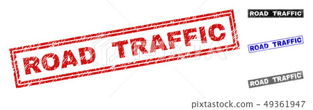 Grunge ROAD TRAFFIC Textured Rectangle Stamps - Stock Illustration ...
