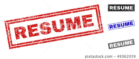 Grunge RESUME Scratched Rectangle Stamp Seals - Stock Illustration ...