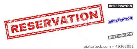 Grunge RESERVATION Textured Rectangle Stamp Seals - Stock Illustration ...