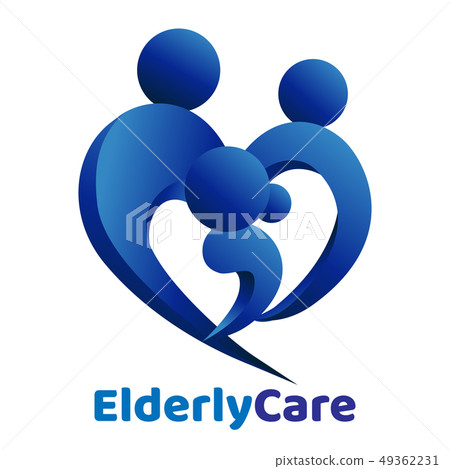Elderly healthcare heart shaped logo. Nursing home - Stock Illustration ...